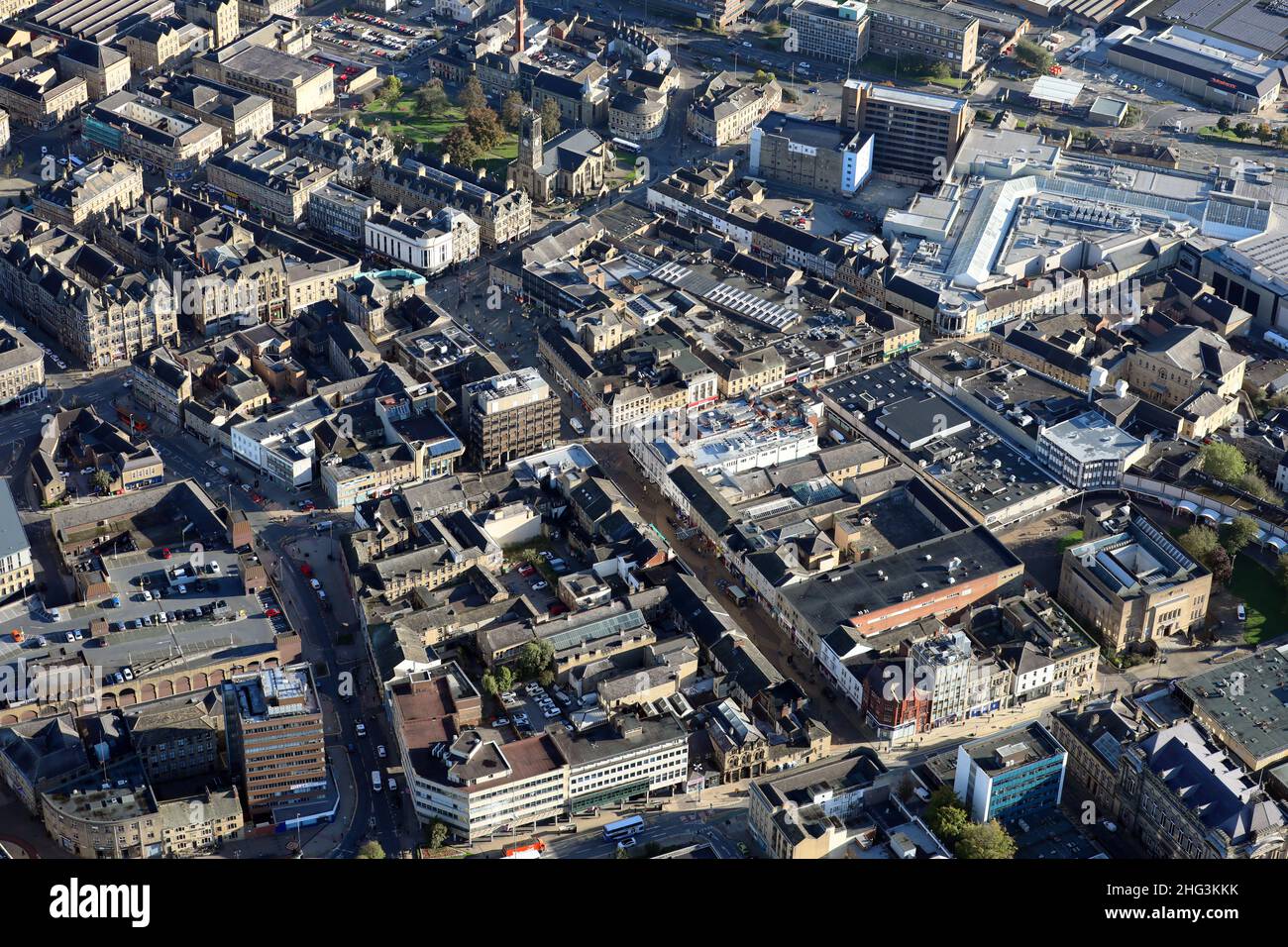 aerial view of Huddersfield town centre, West Yorkshire Stock Photo - Alamy