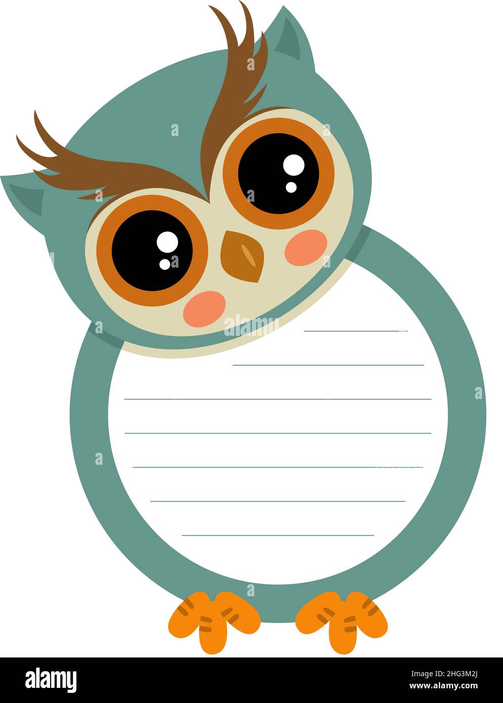 Cute owl sticker notebook and school label Stock Photo - Alamy