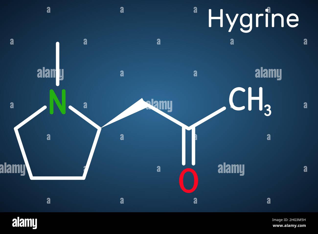 Hygrine pyrrolidine alkaloid molecule. It is found in the coca plant ...