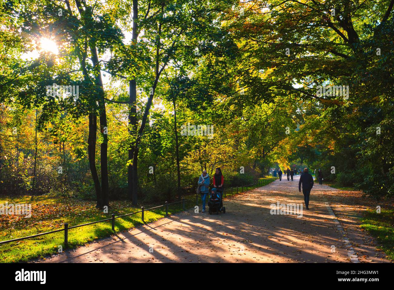 Golden autumn fall October in famous Munich public park - Englishgarten ...