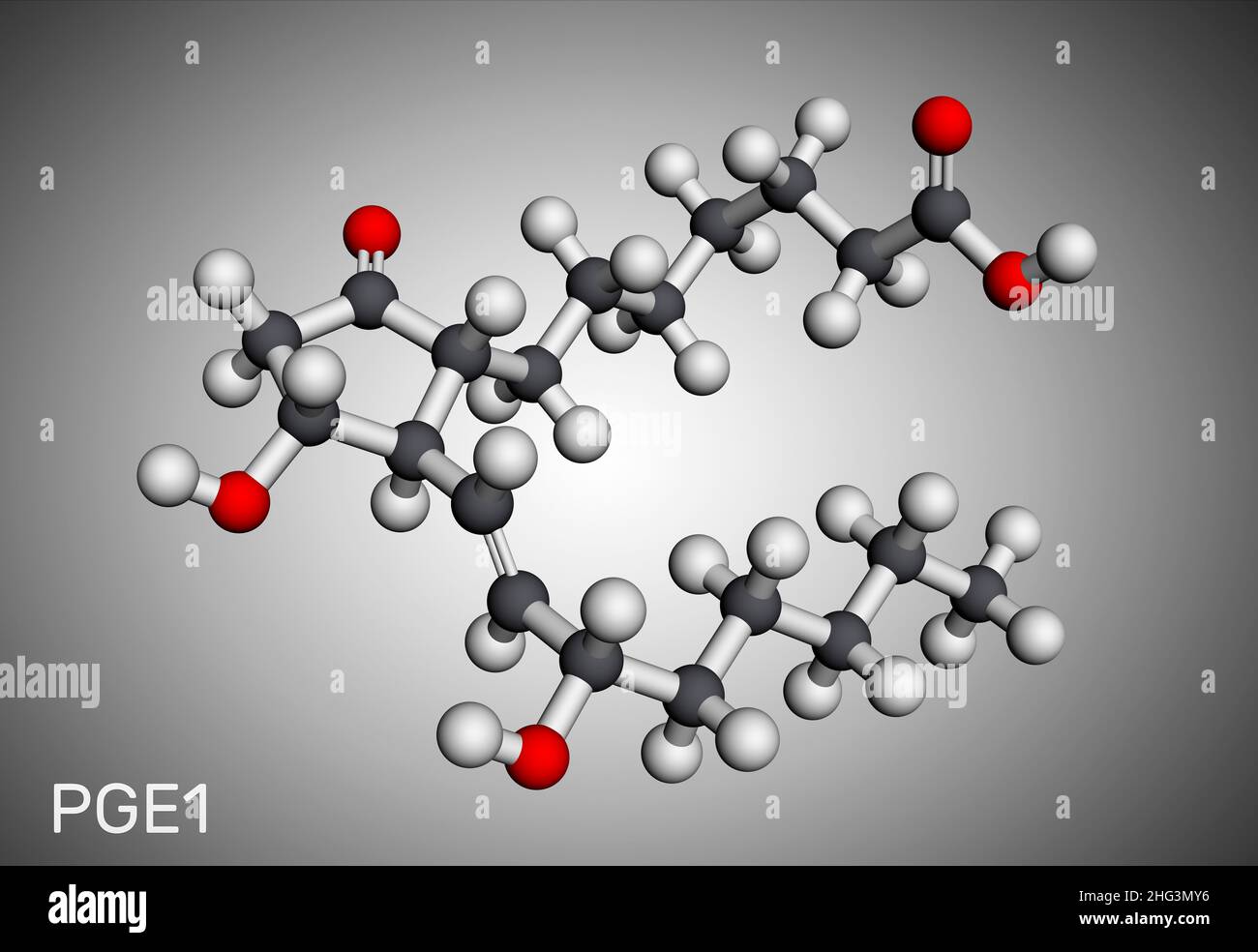 Prostaglandin E1, PGE1, alprostadil molecule. It is potent vasodilator ...