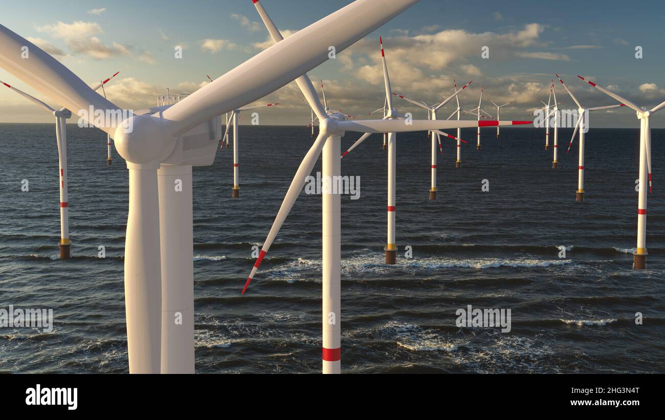 Offshore Wind Turbine in a Windfarm Stock Photo - Alamy