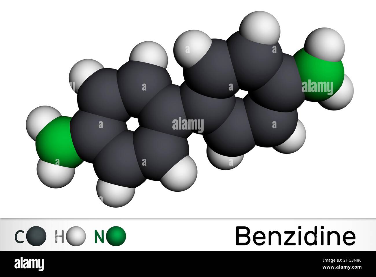 Benzidine molecule. It is aromatic amine, used for the detection of ...