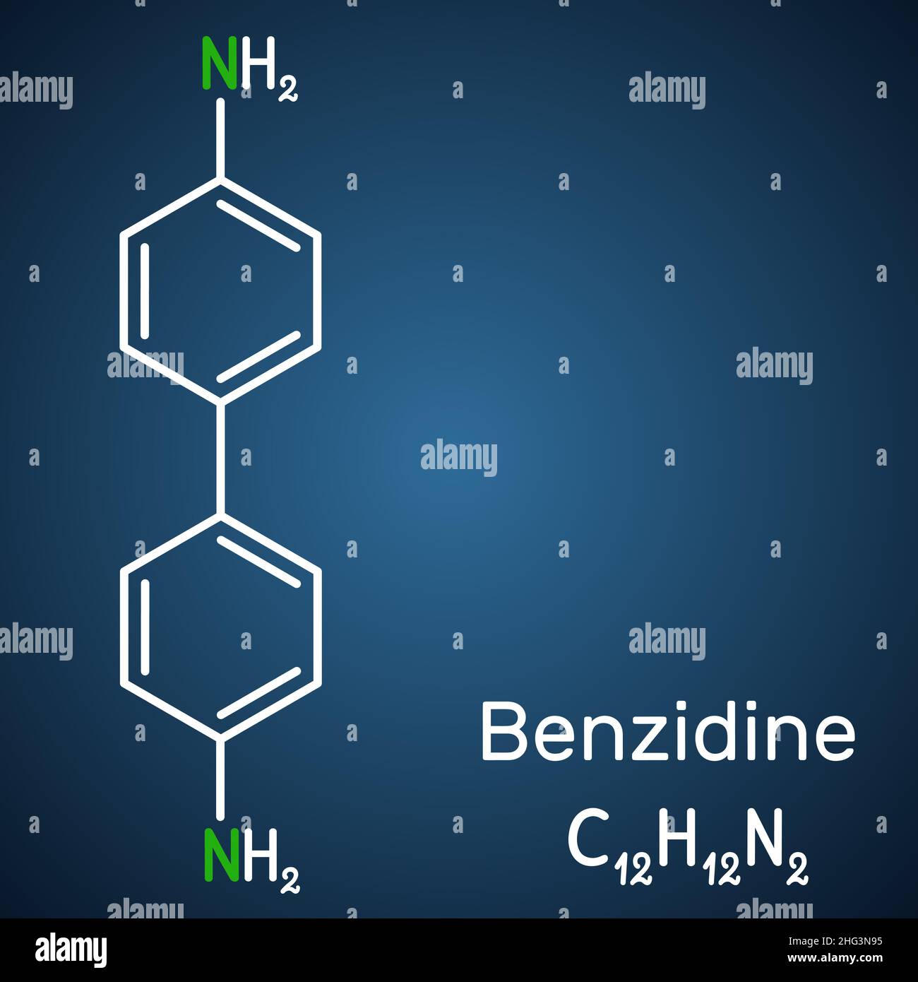 Benzidine molecule. It is aromatic amine, used for the detection of ...