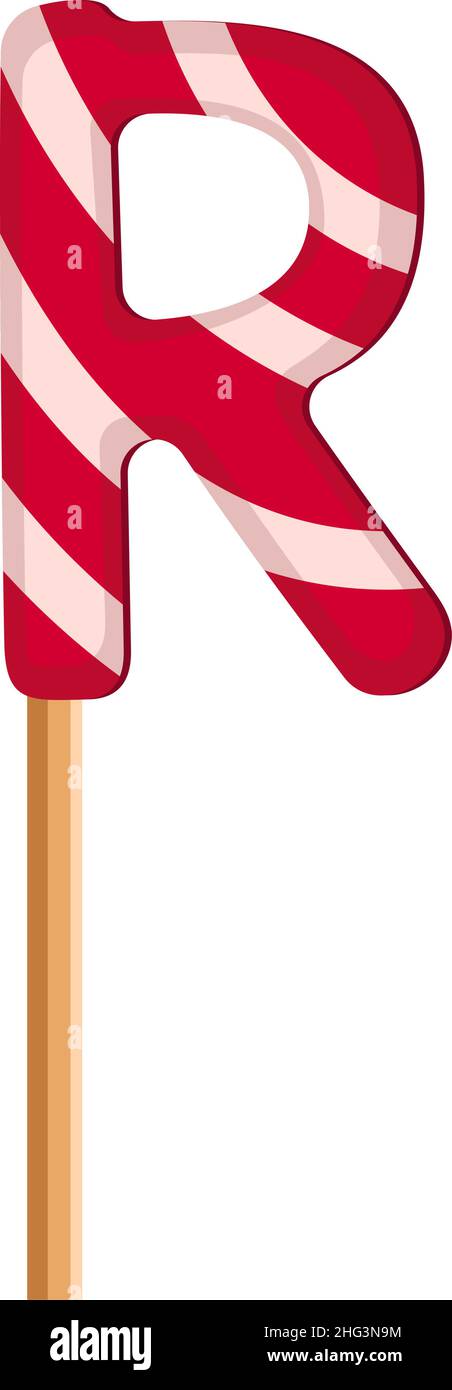Letter R from striped red and white lollipops. Festive font or ...