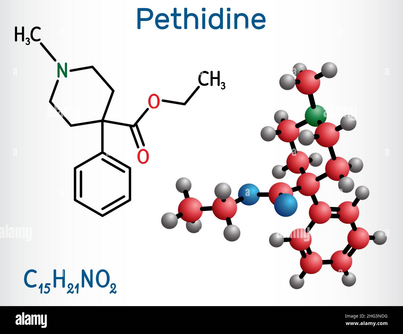 Pethidine, meperidin molecule. It is opioid agonist with analgesic and ...