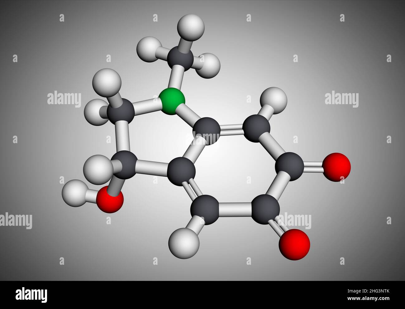 Adrenochrome, adraxone molecule. It is produced by the oxidation of ...