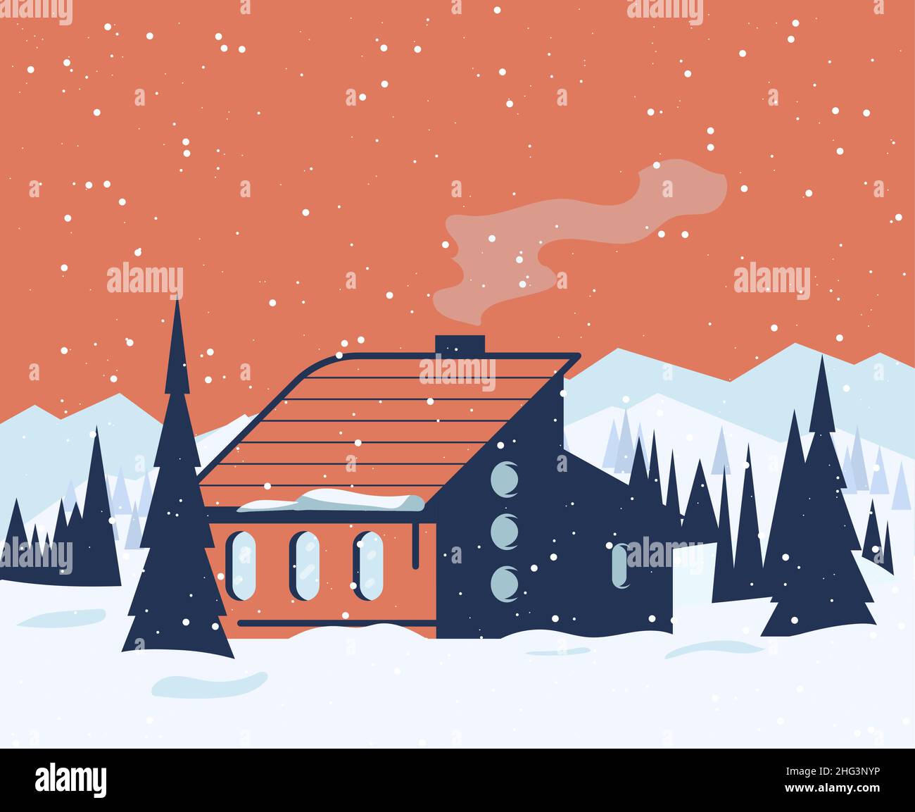 Village hut in winter Stock Vector Images - Alamy