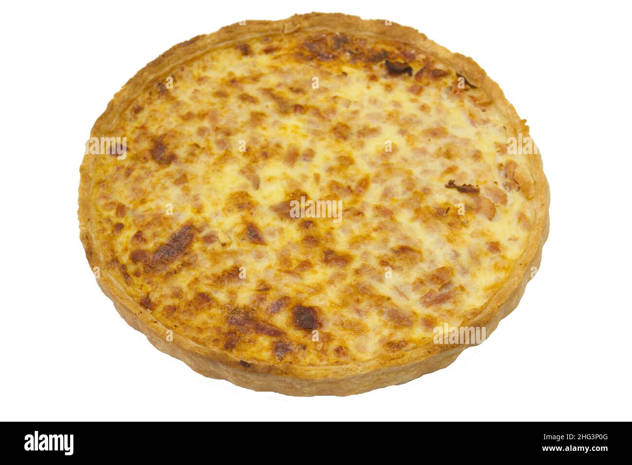 whole quiche on a white background Stock Photo - Alamy