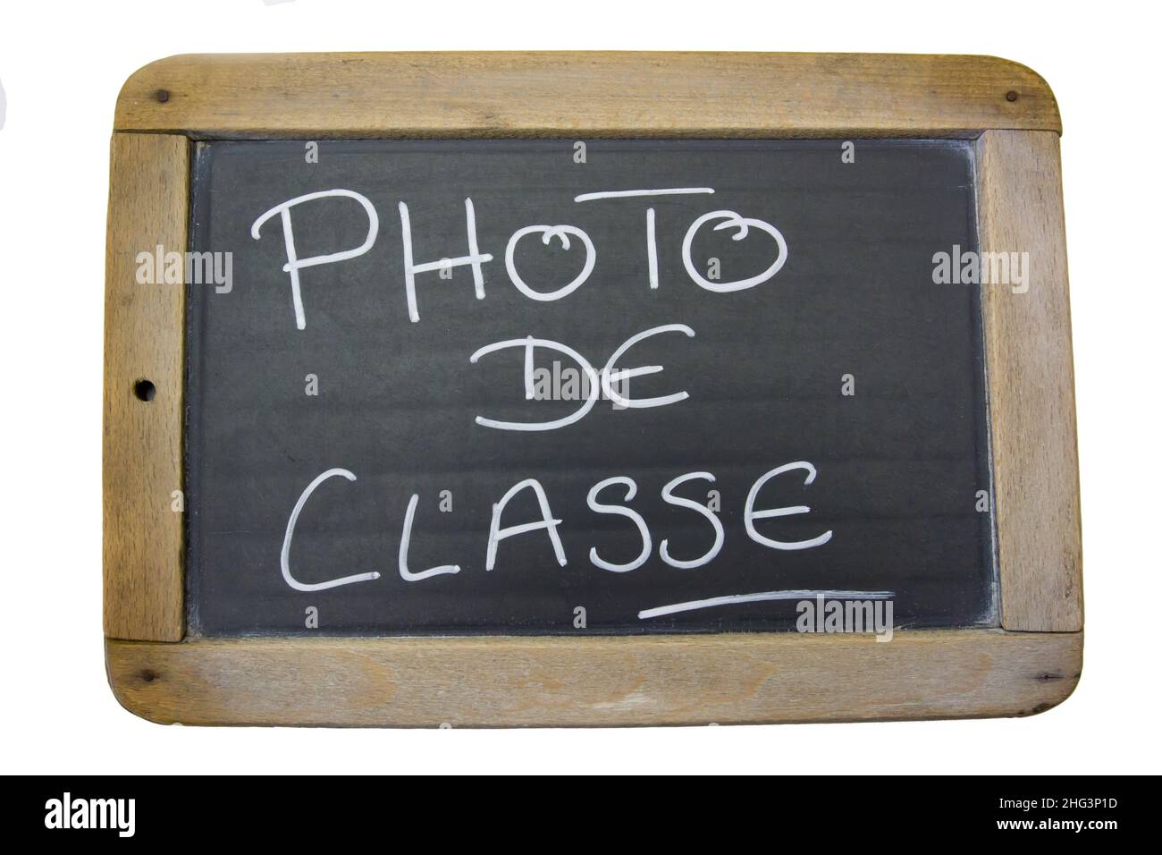 chalk class photo inscription on a slate Stock Photo - Alamy