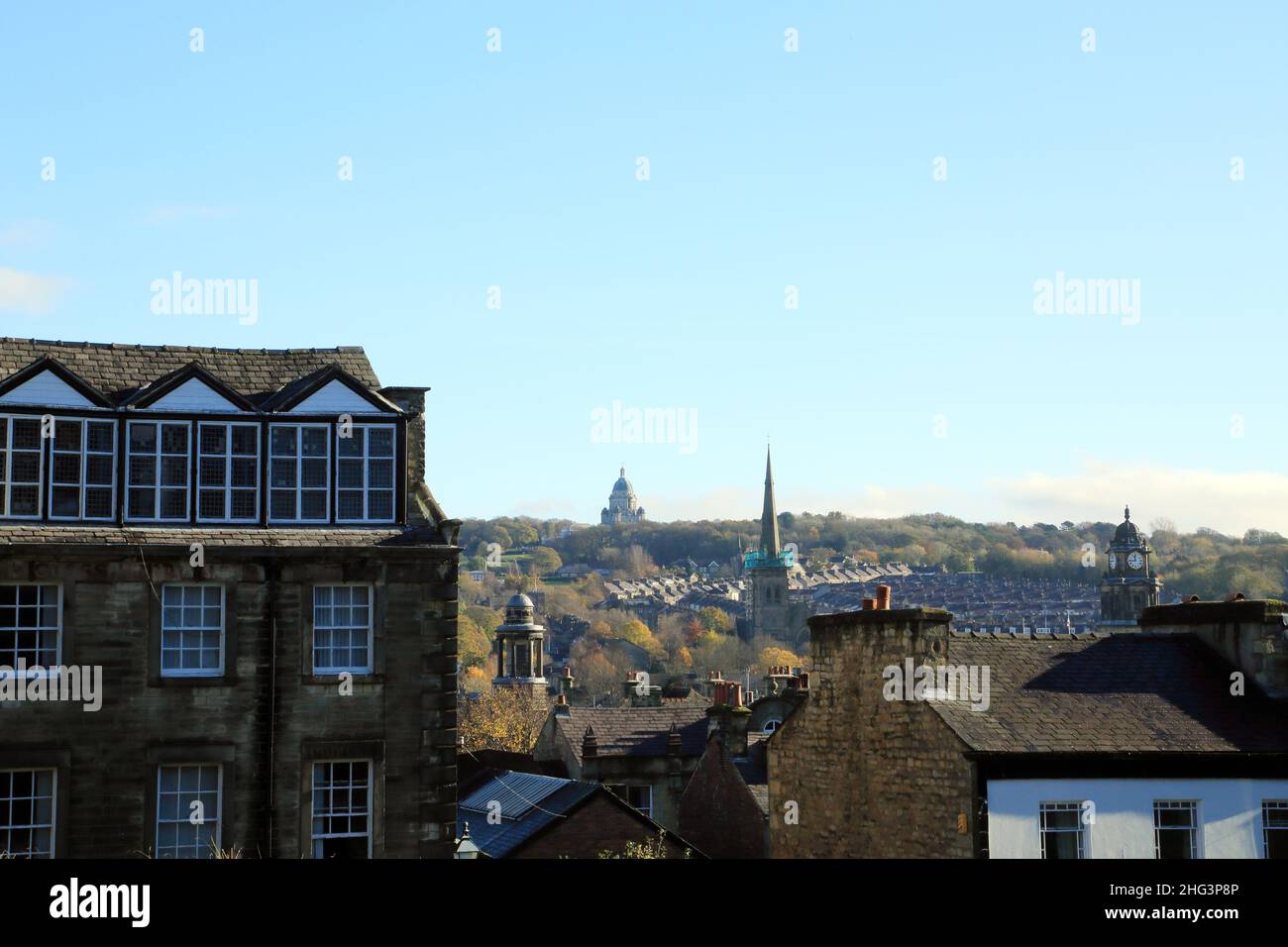 View across Lancaster to Williamson Park and the Ashton Memorial from ...