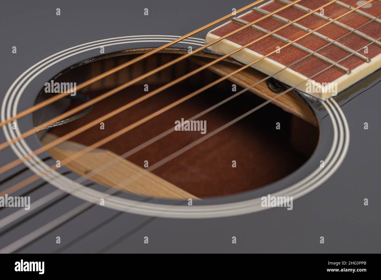 musical background, black new guitar strings closeup Stock Photo - Alamy