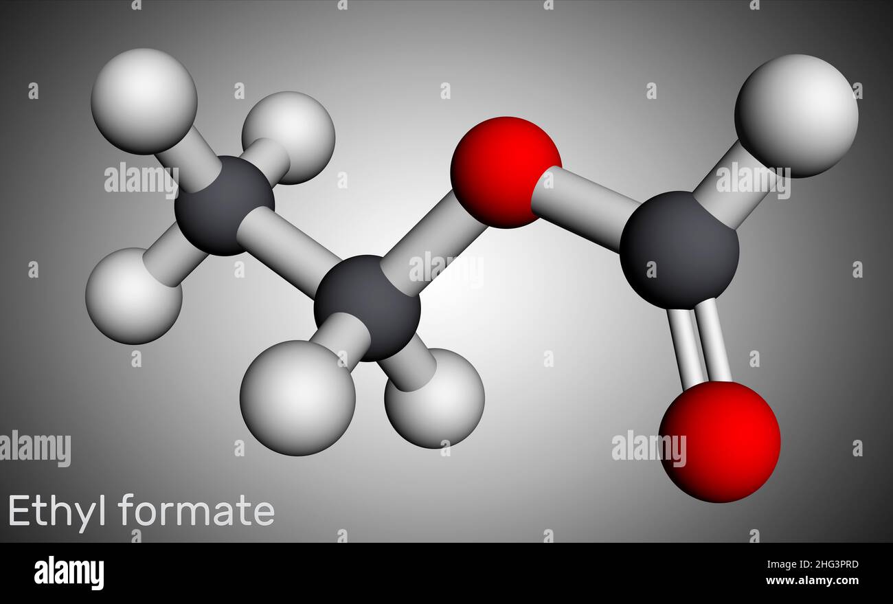 Ethyl formate, ethylformate, ethyl methanoate, formic ether molecule ...