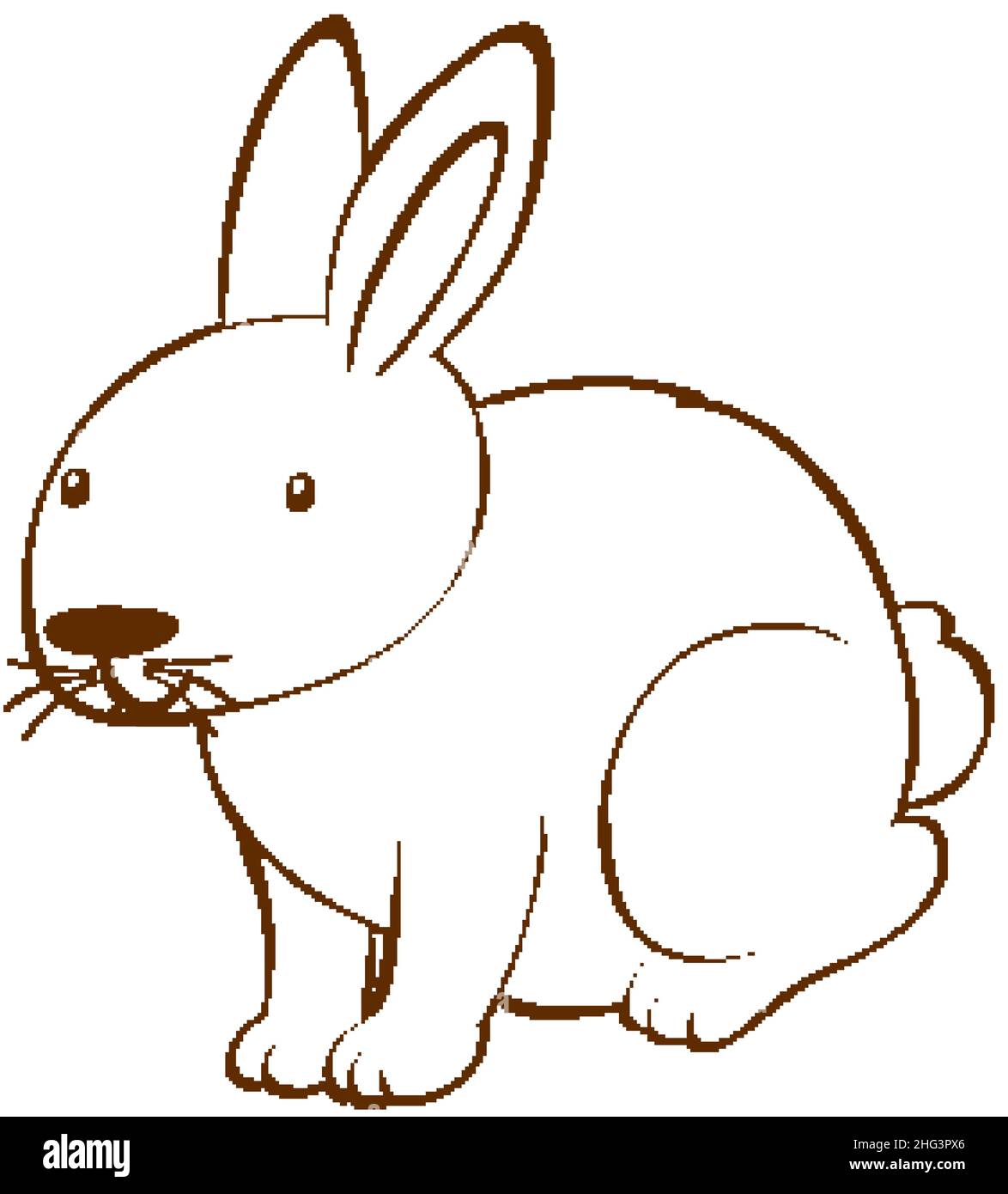 Rabbit in doodle simple style on white background illustration Stock ...