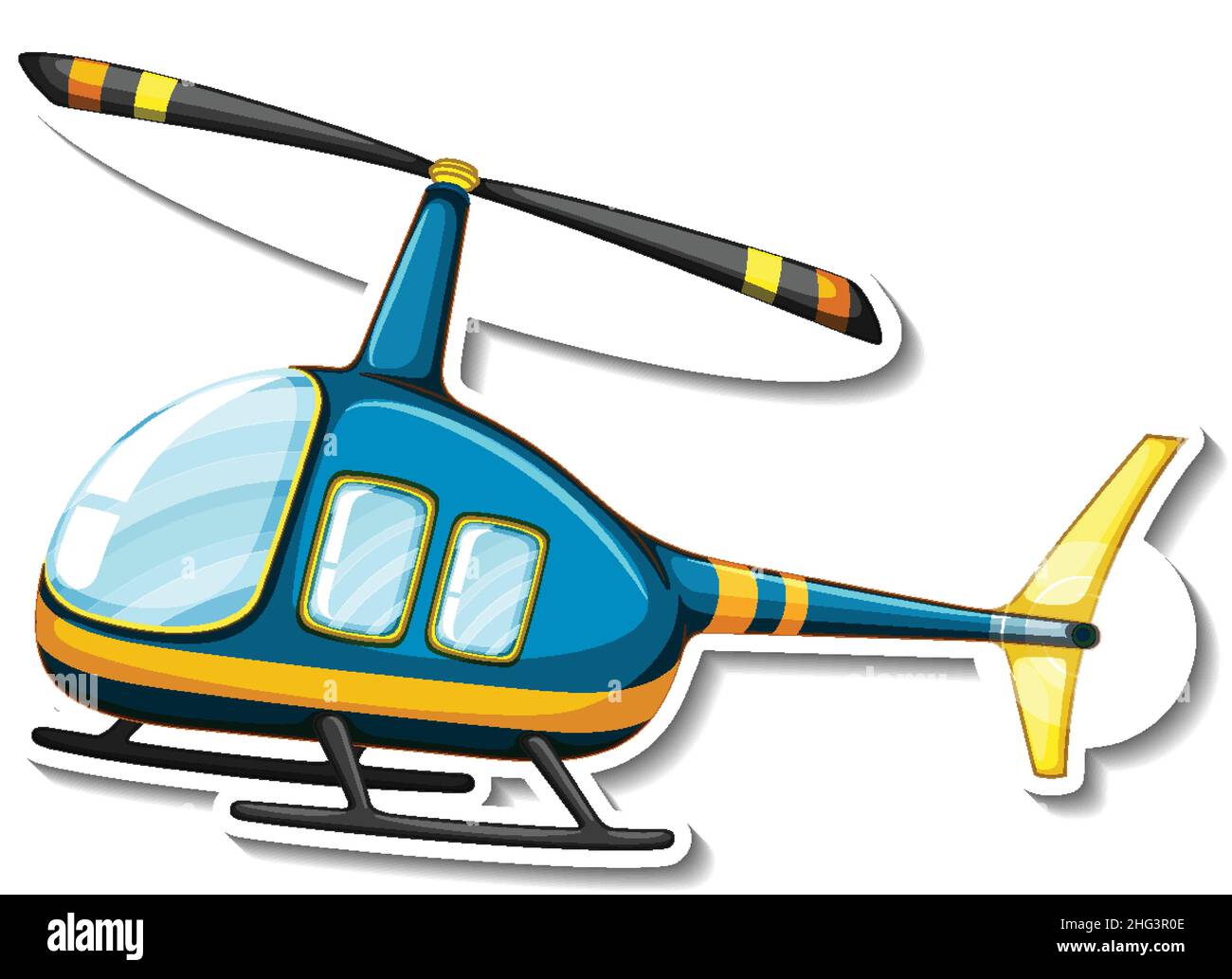 Helicopter cartoon sticker on white background illustration Stock ...