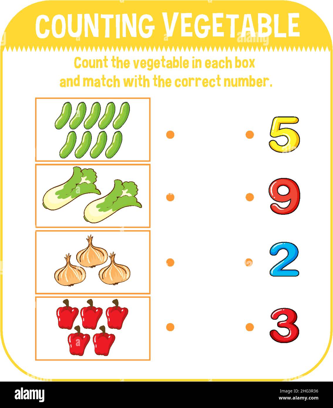 Math game template with counting vegetable illustration Stock Vector ...