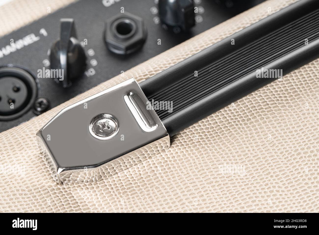 sound amplifier for electric guitar buttons close-up Stock Photo - Alamy