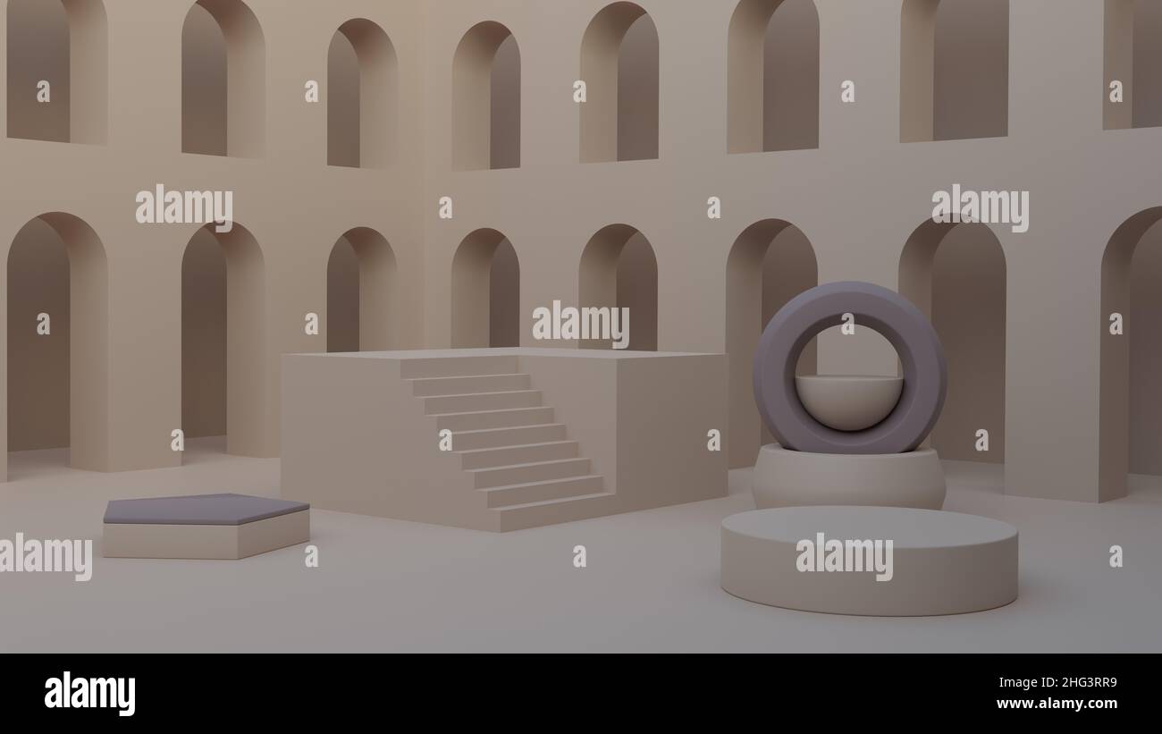 Minimalism empty geometric product showcase cylindrical and hexagonal ...