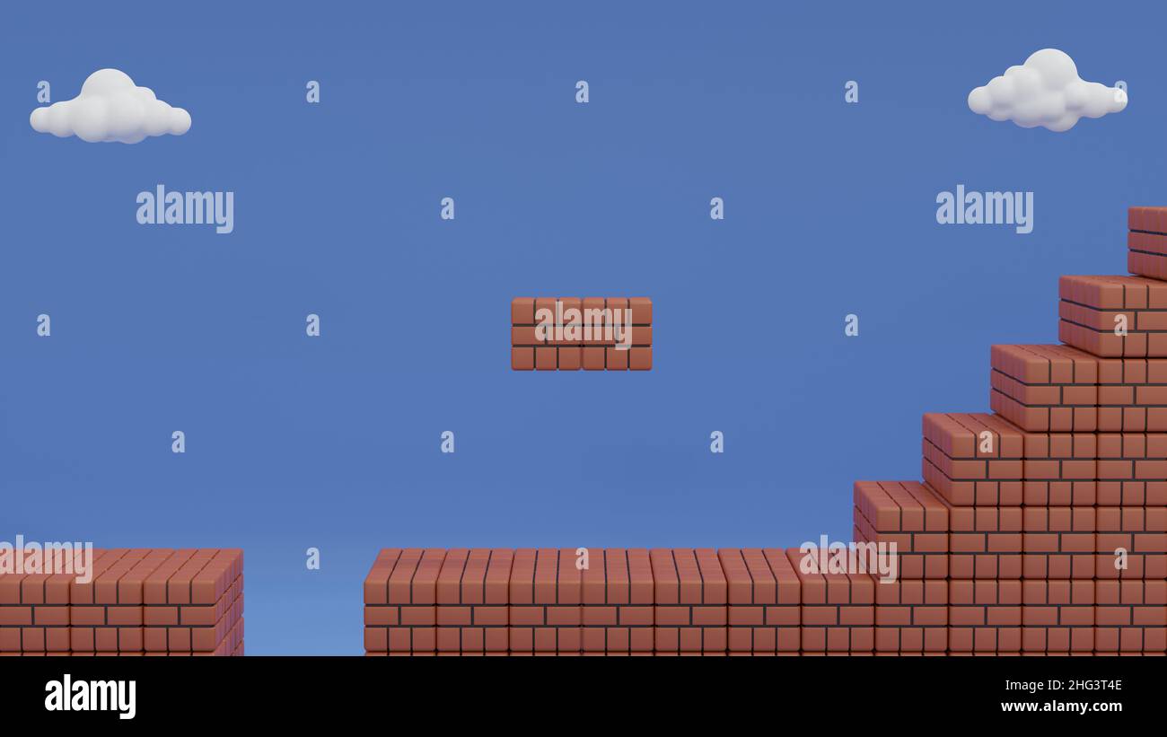 Stairs and pit in old arcade video game background wallpaper 3d ...