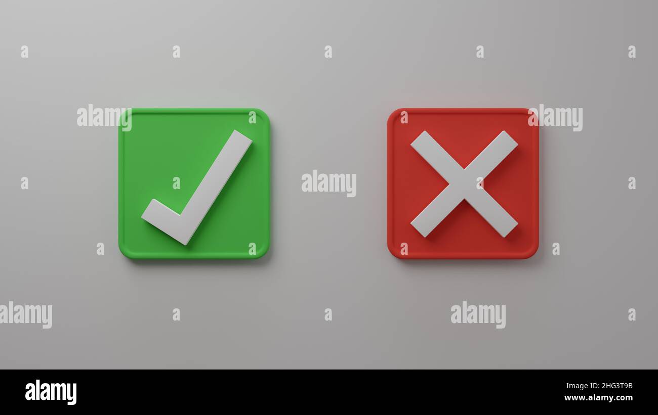 Right-wrong approved-declined yes-no positive-negative choice selection ...