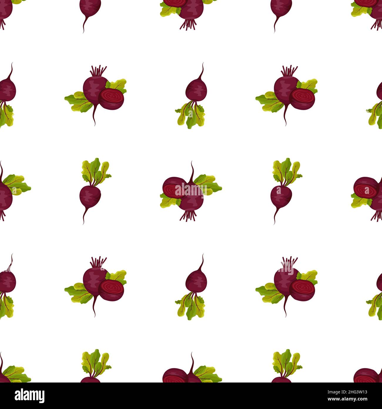 Seamless pattern with beet. Print of healthy vegetables, half and green ...