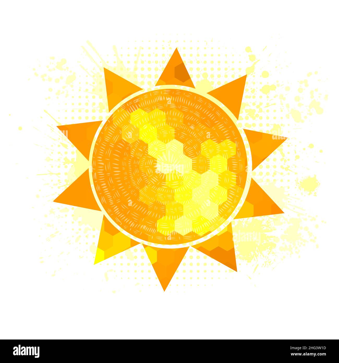 The mosaic sun is abstract. Hello summer. Vector illustration Stock ...