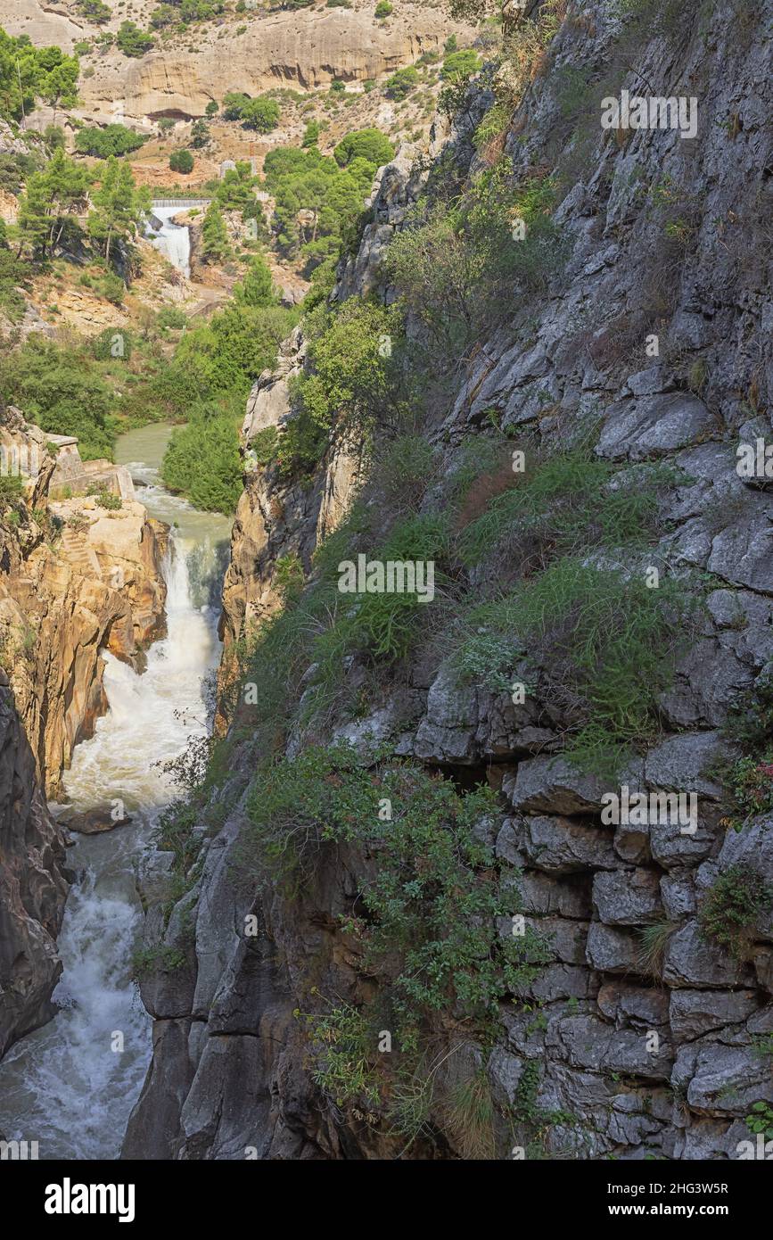 The Rio Guadalhorce wringing itself the gorge, at the beginning of the ...