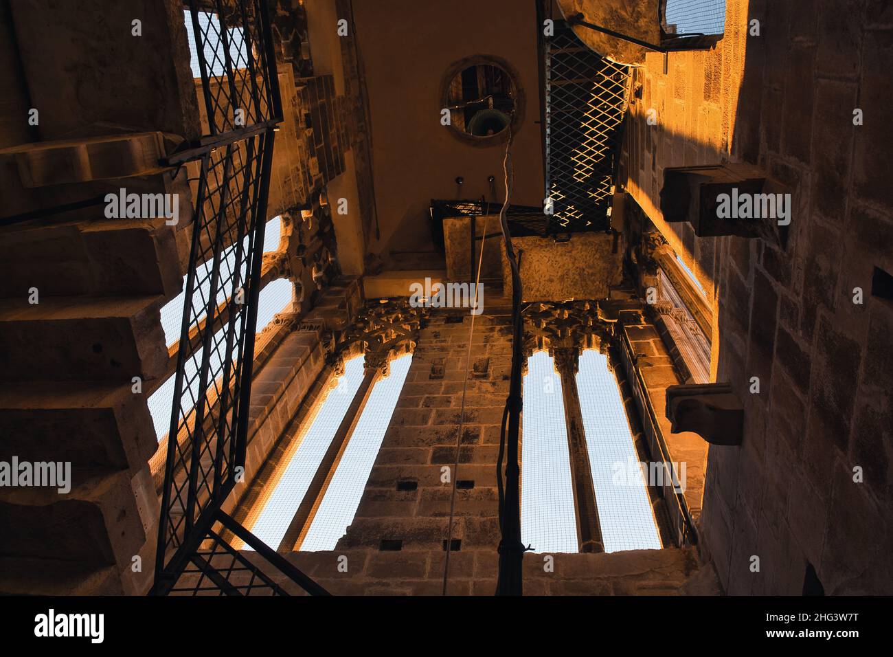 View of staircase inside church tower in Trogir Stock Photo - Alamy