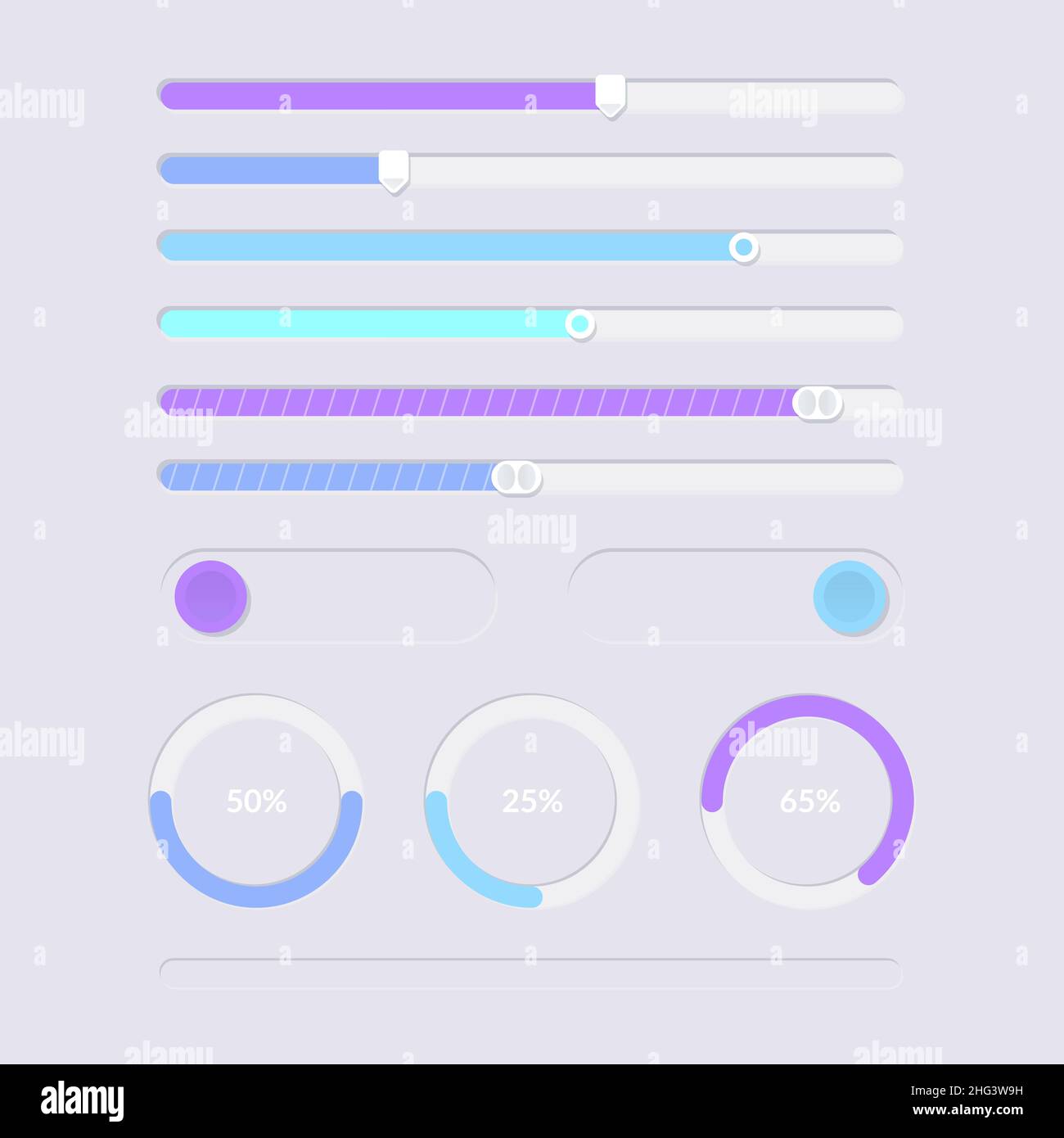 Cool colored ui sliders set Vector illustration Stock Vector Image ...