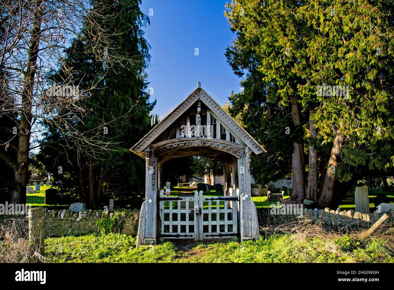The lychgate at The Parish Church of St Mary the Virgin, Buscot ...
