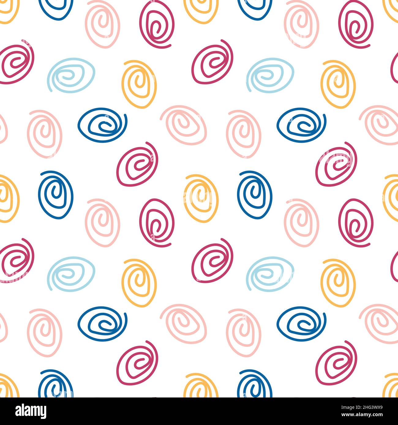 Stunning, trendy seamless pattern of colored swirls in a simple flat ...