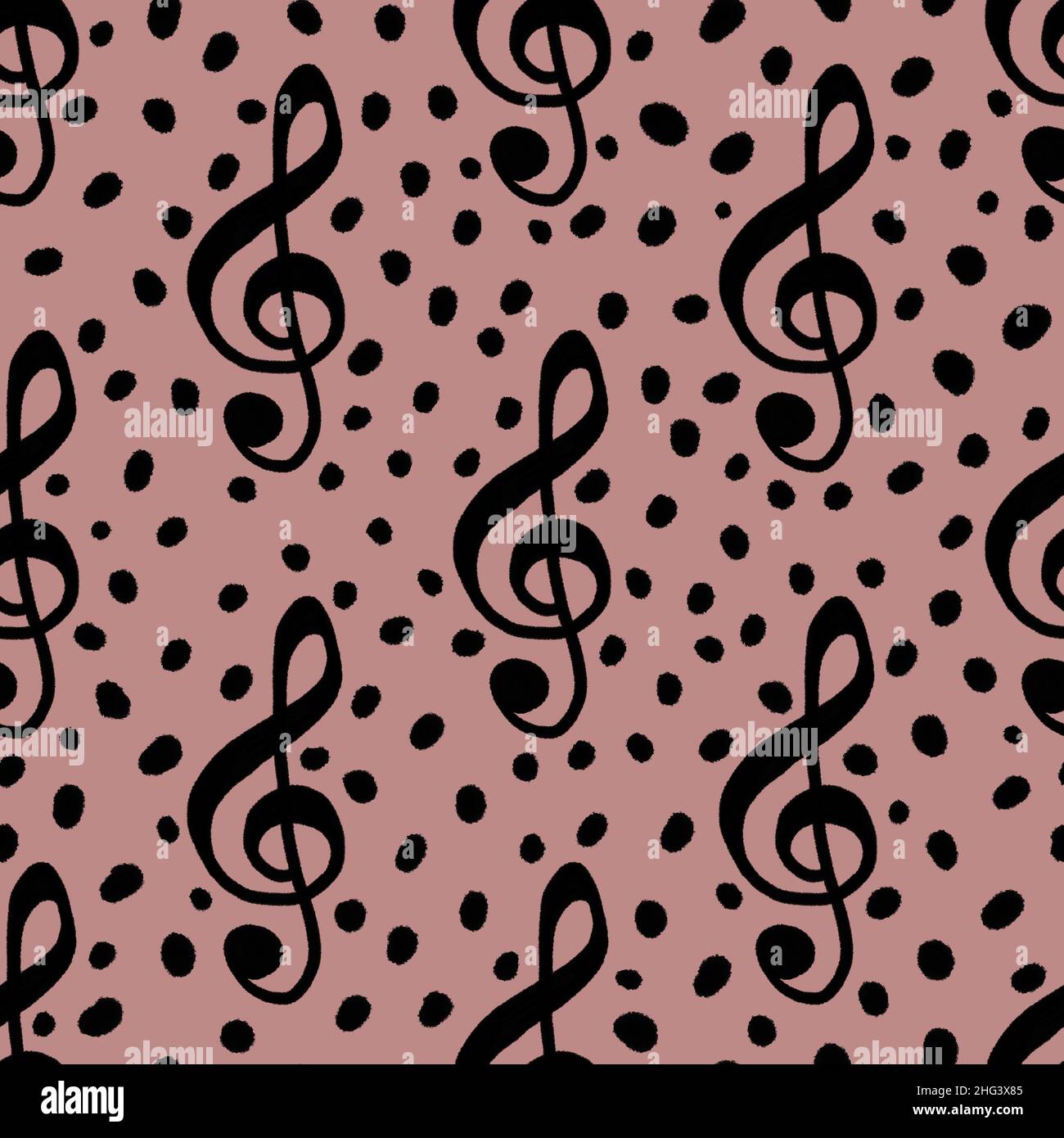 Music seamless treble clef pattern for fabrics and textiles and ...
