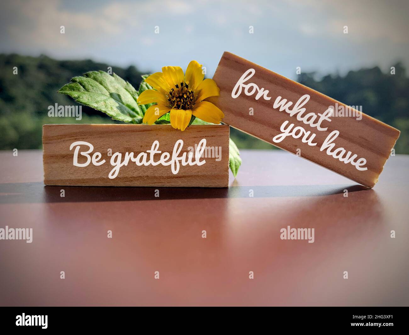 Close up on motivational and inspirational quote on wooden blocks - Be ...