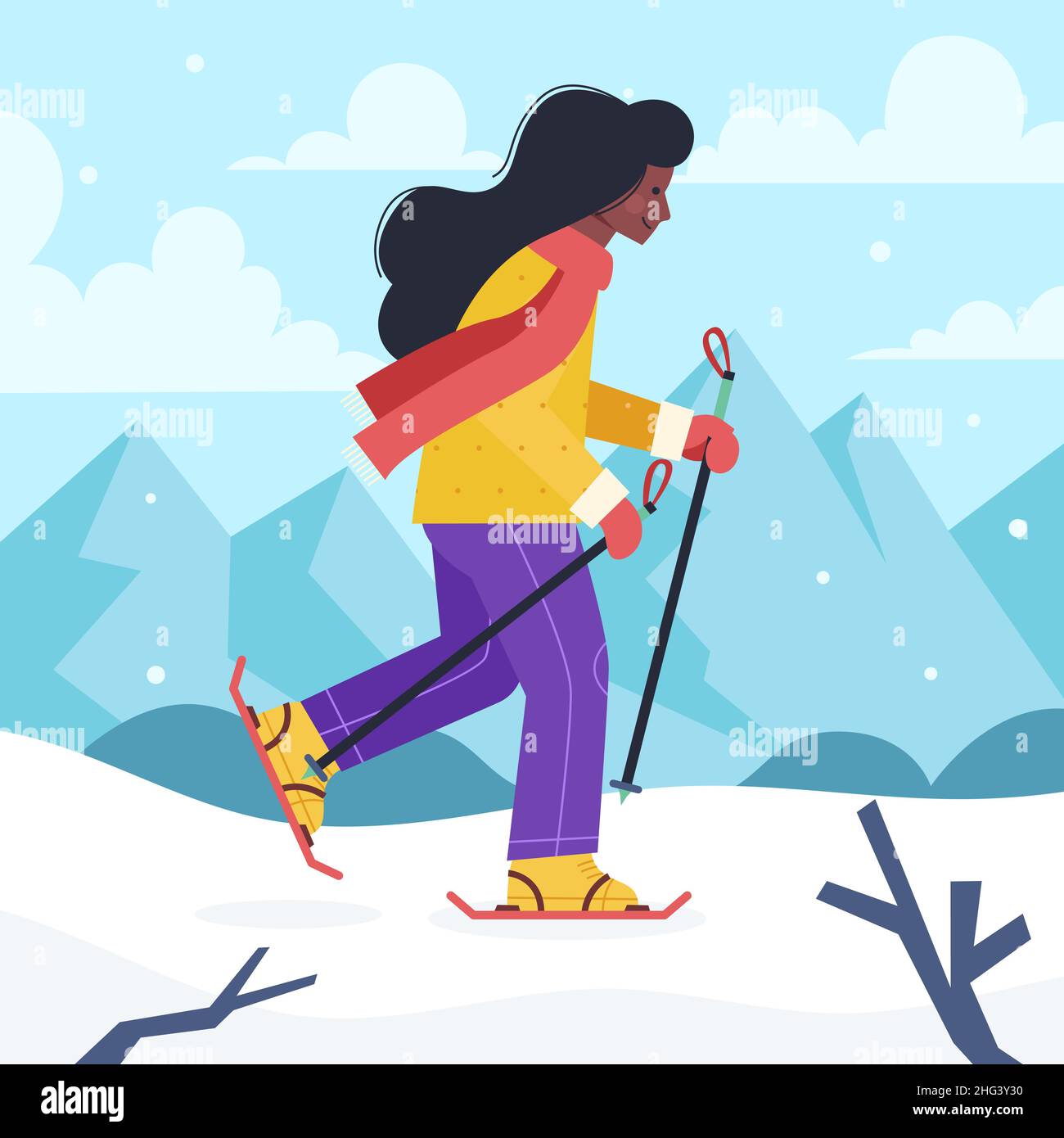 Creative abstract snowshoeing illustration Vector illustration Stock ...