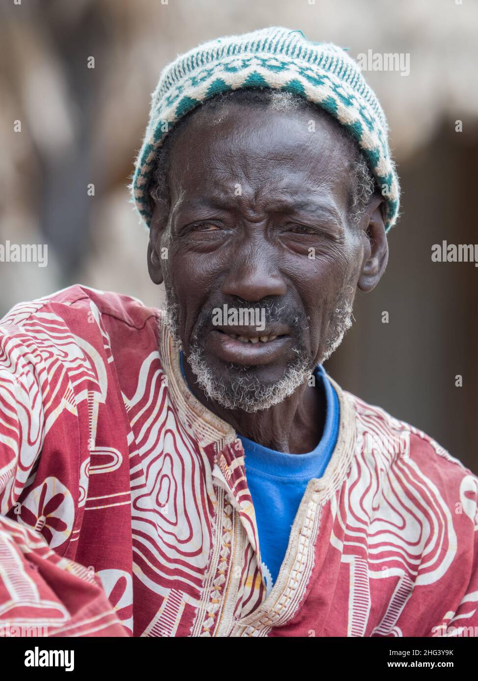 Senegal, Africa - January 24, 2019: Portrait of African man in a ...