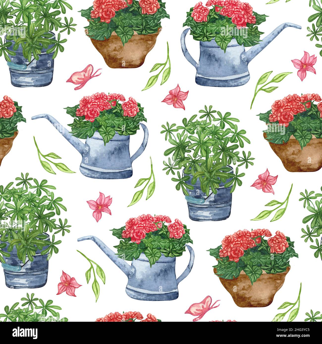 Watercolor potted plants hi-res stock photography and images - Alamy