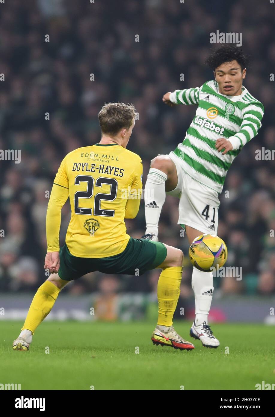 Glasgow, Scotland, 17th January 2022. Jake Doyle-Hayes of Hibernian and ...