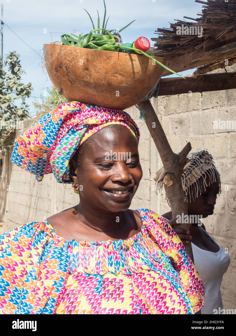 Senegal, Africa - Jan, 2019: Senegalese women in a traditional costume ...