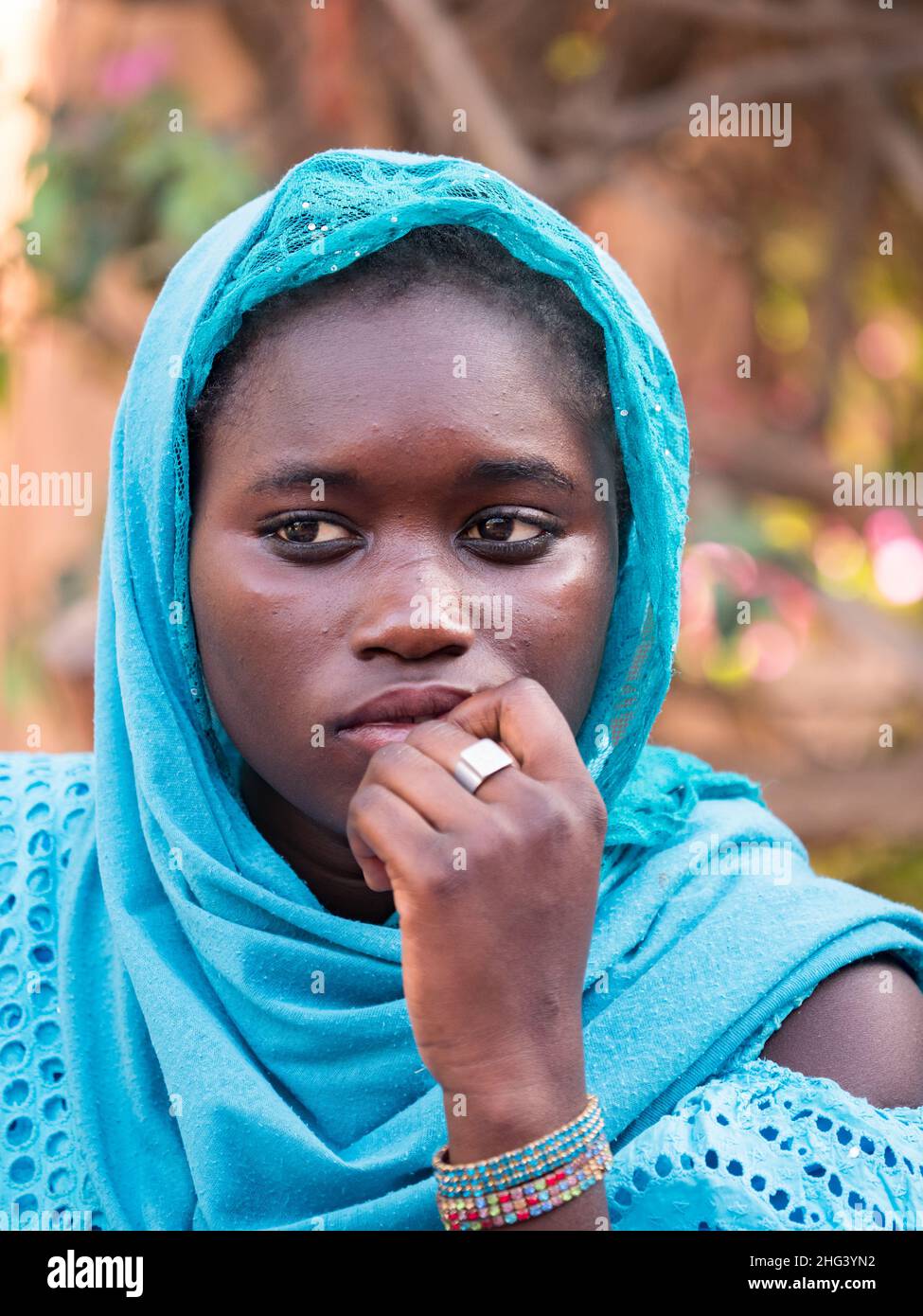 Senegal, Africa - Jan, 2019: Portrait of a beautiful Senegalese woman ...