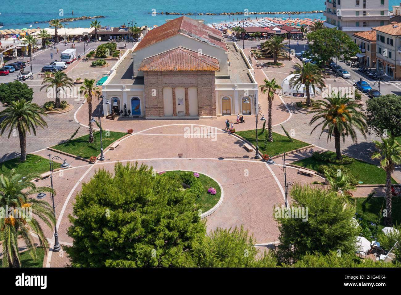 View from the Tower of the Svevo Castle, Porto Recanati, Marche, Italy ...