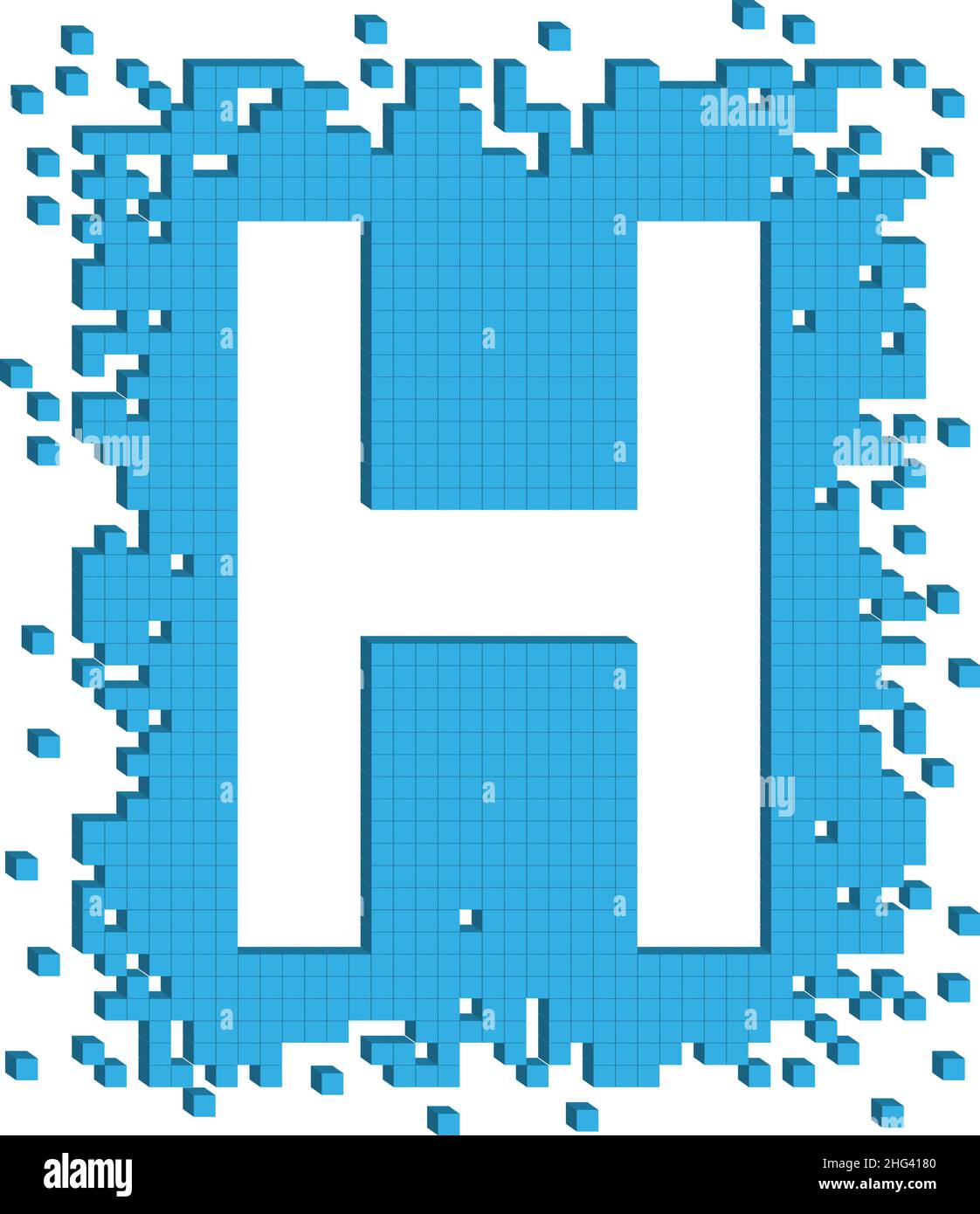 Vector illustration letter H with small three dimensional cubes Stock ...
