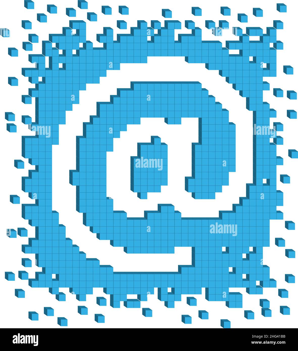 Vector shaped Email symbol surrounded by numerous small blue color ...