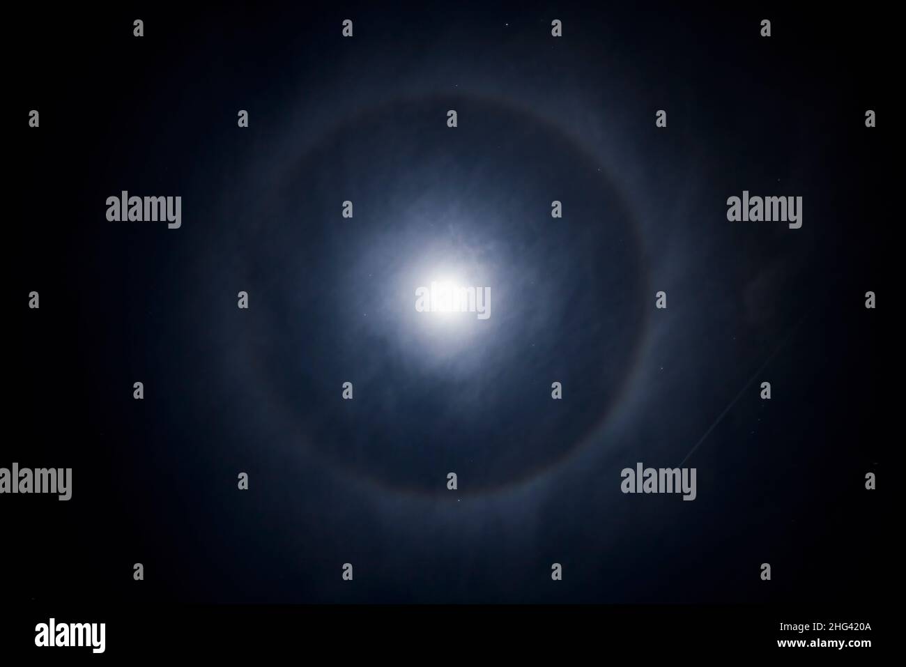 landscape with full moon halo on a winter night Stock Photo - Alamy