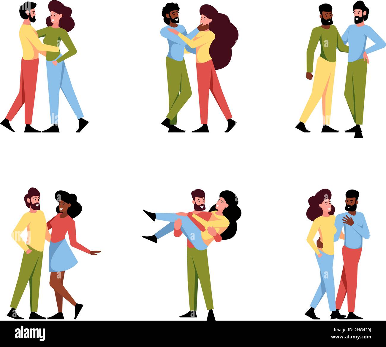 Lovers. Romantic couples dating valentine day characters happy people ...