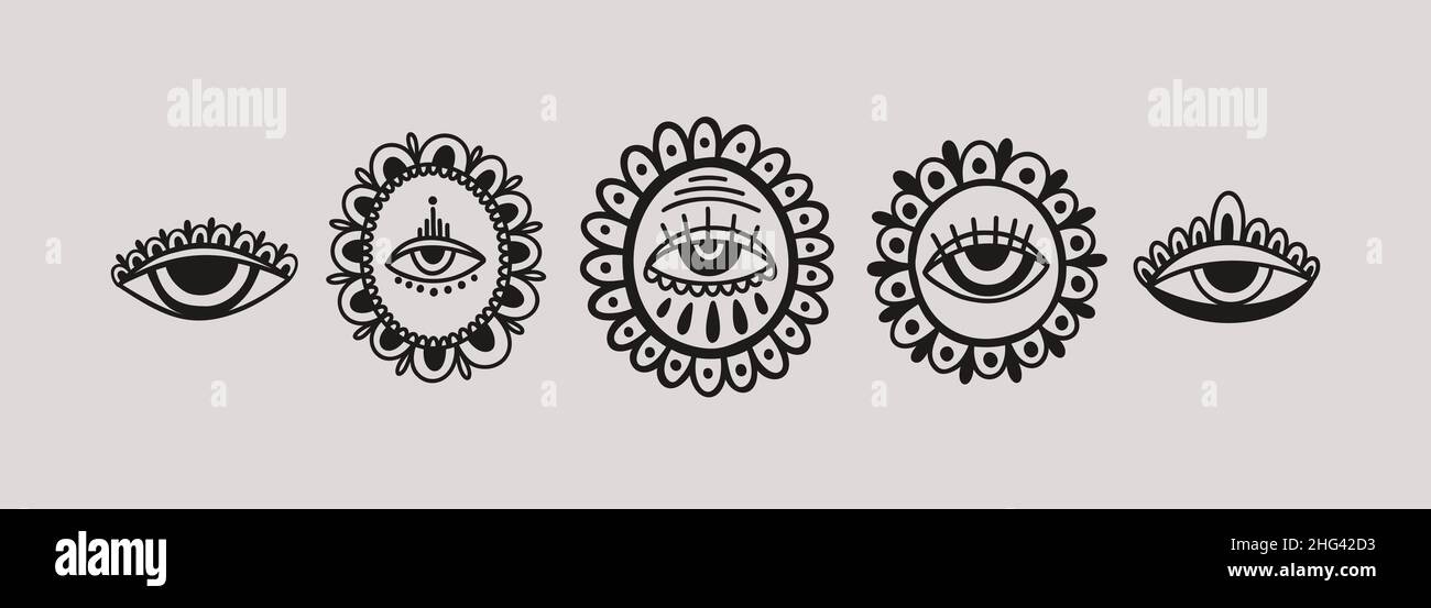 Evil eye third element hand drawn.Esoteric mystic symbol,authentic icon ...