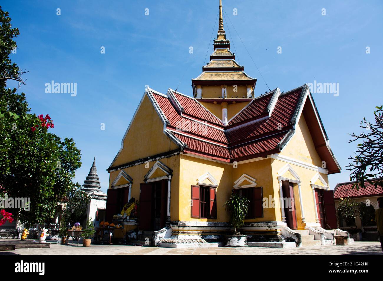 Ancient ruins antique church building of Wat Prasat Nakhon Luang Temple ...