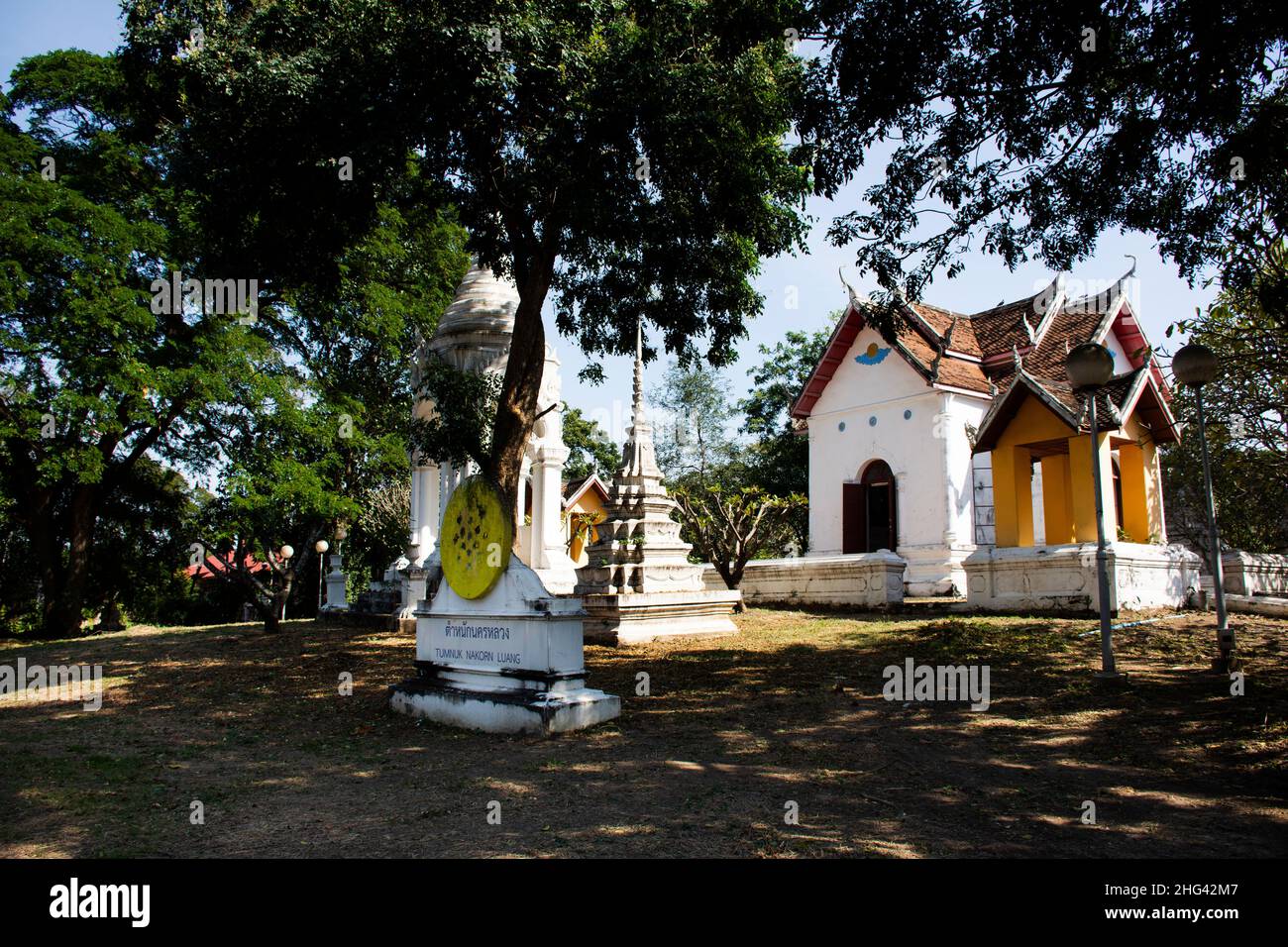 Ancient antique of Wat Prasat Nakhon Luang Temple for thai people and ...