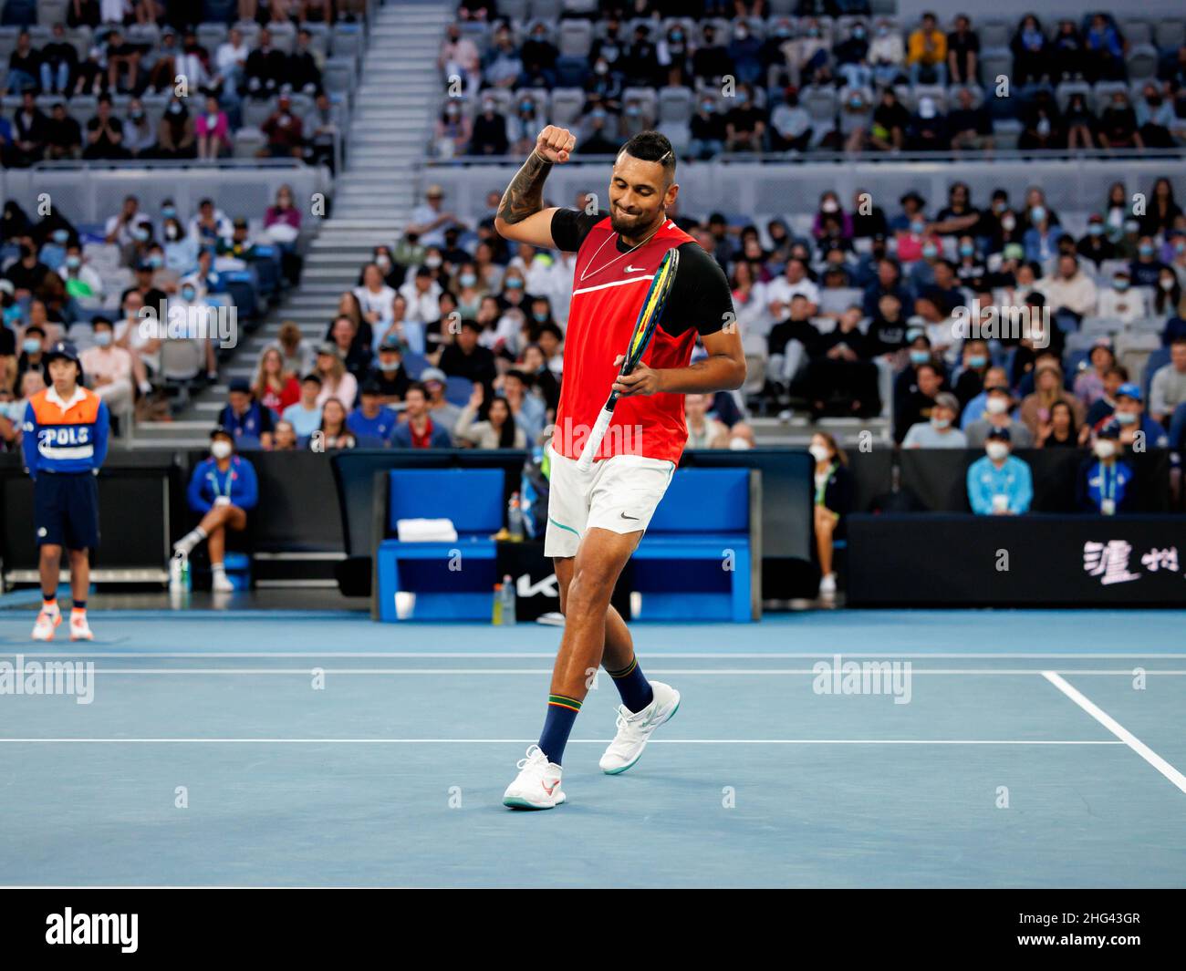 Melbourne, Australia. 18th Jan, 2022. NICK KYRGIOS (AUS) in action on ... Melbourne, Australia. 18th Jan, 2022. NICK KYRGIOS (AUS) in action on ...
