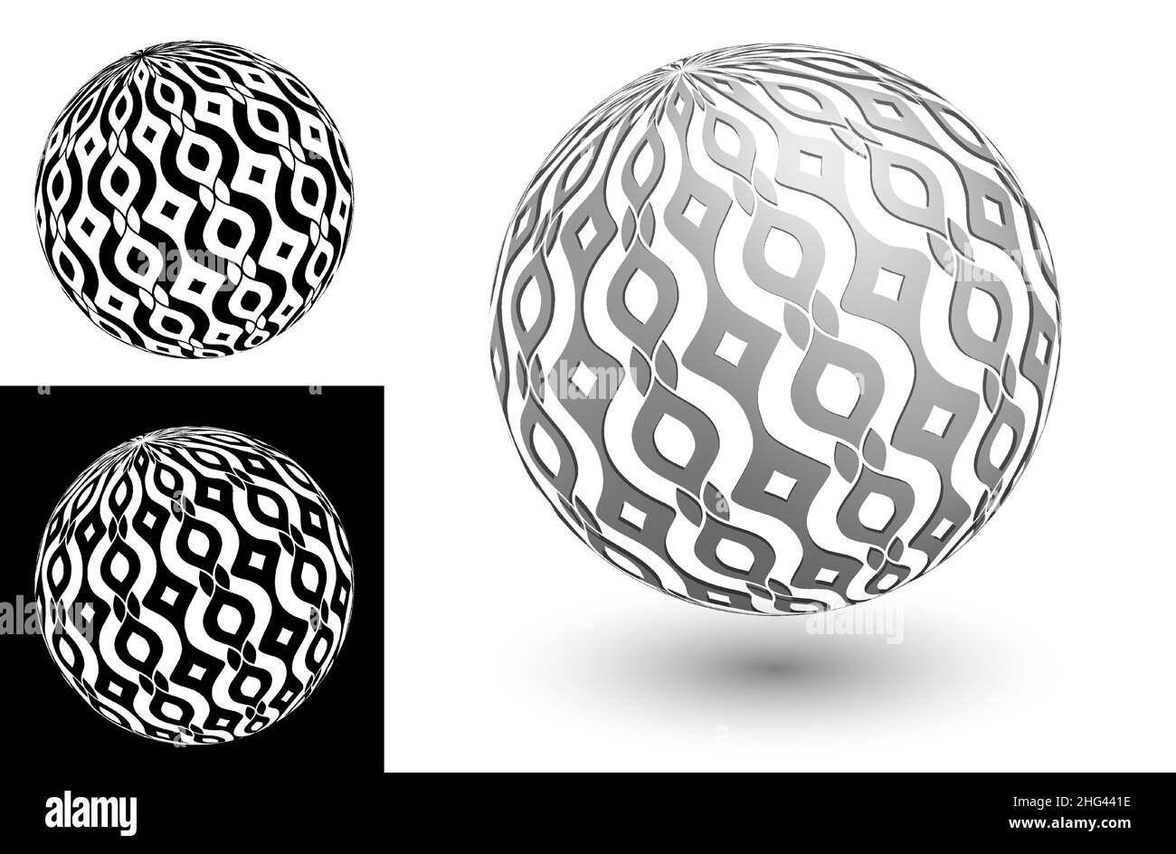 decorative sphere with lines and rhombus ornament. Design element for ...
