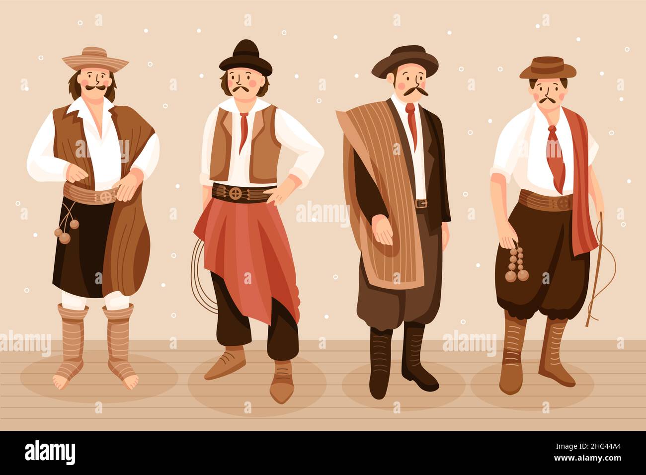 Hand drawn gaucho character set Vector illustration Stock Vector Image ...